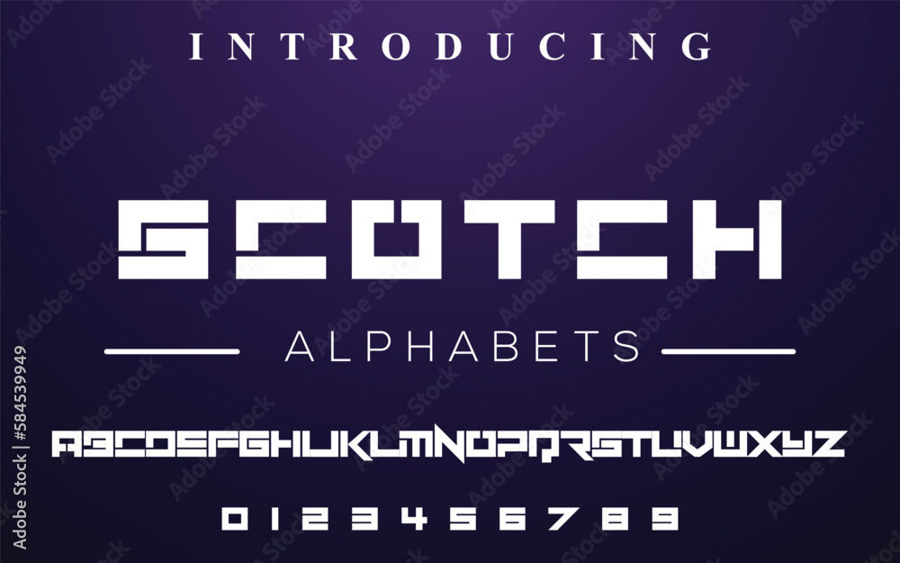 SCOTCH modern luxury tech abstract technology futuristic alphabet font ...