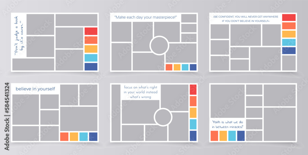 Mood board background. Collage grids. Moodboard template. Set pictures ...