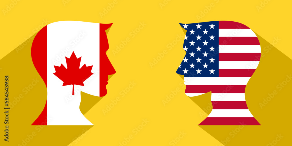 face to face concept. canadian vs american. vector illustration Stock ...