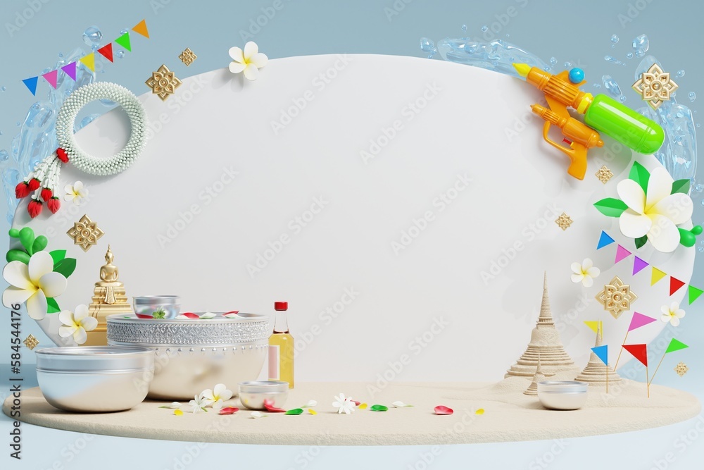 3d Songkran festival background in thailand water festival 3d with with ...