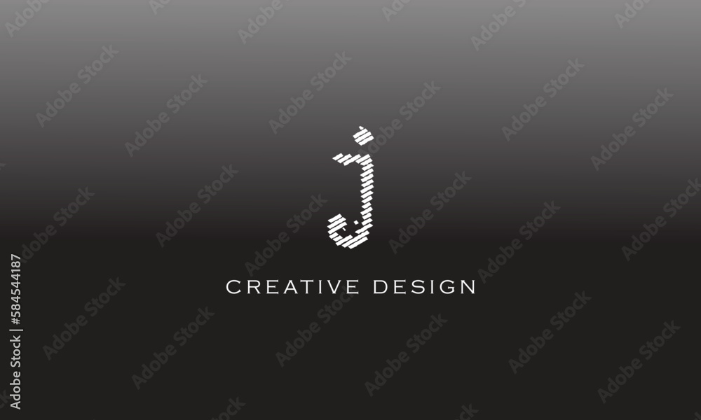 J logo, digital, network, wireless, initials, letters, emblem symbol ...