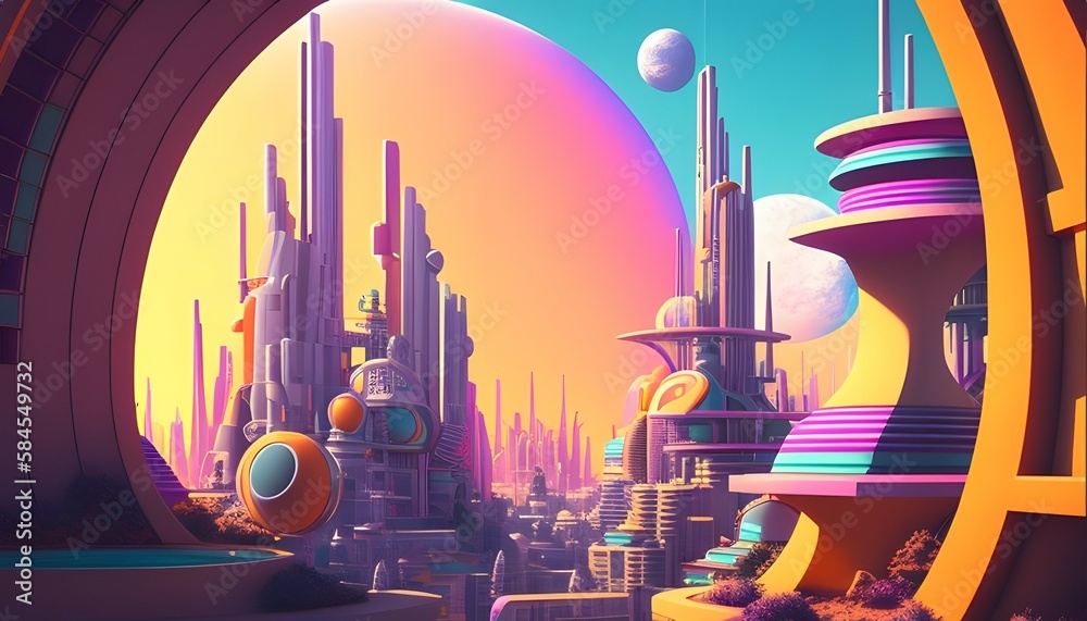 Future city futuristic buildings of unusual shapes. Alien urban ...