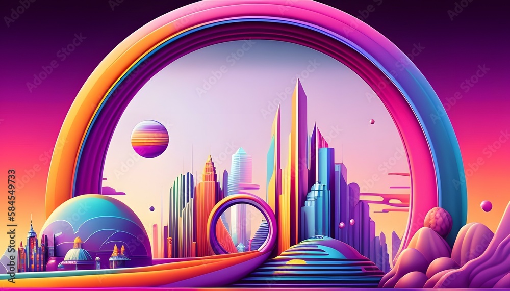 Future city futuristic buildings of unusual shapes. Alien urban ...