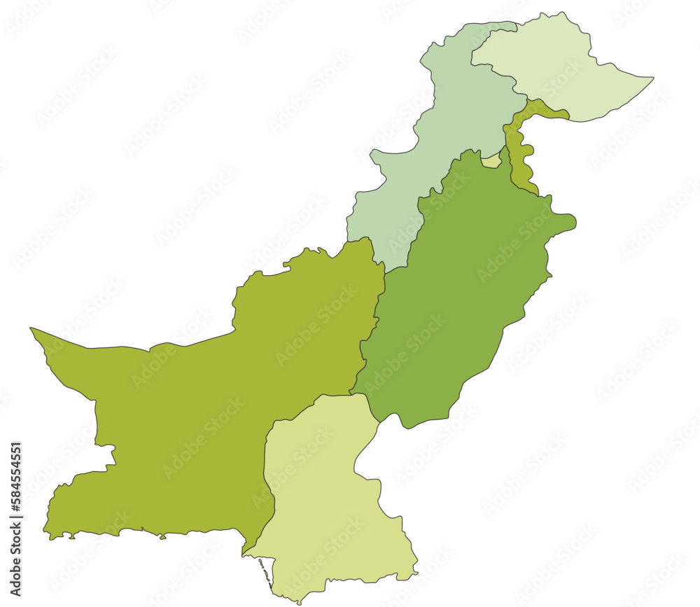 Highly detailed editable political map with separated layers. Pakistan ...