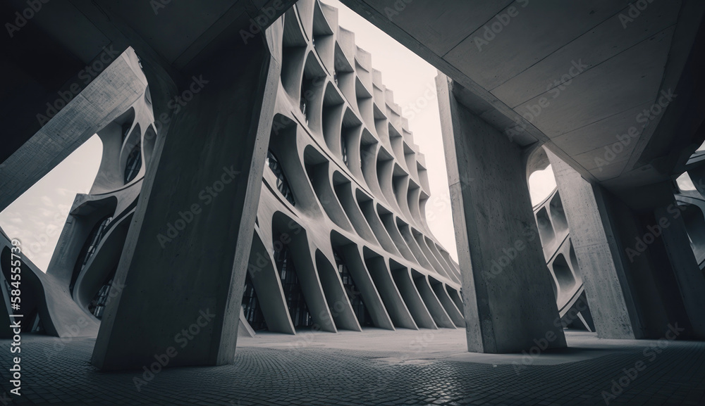 futuristic architecture with modern abstract structure design with ...