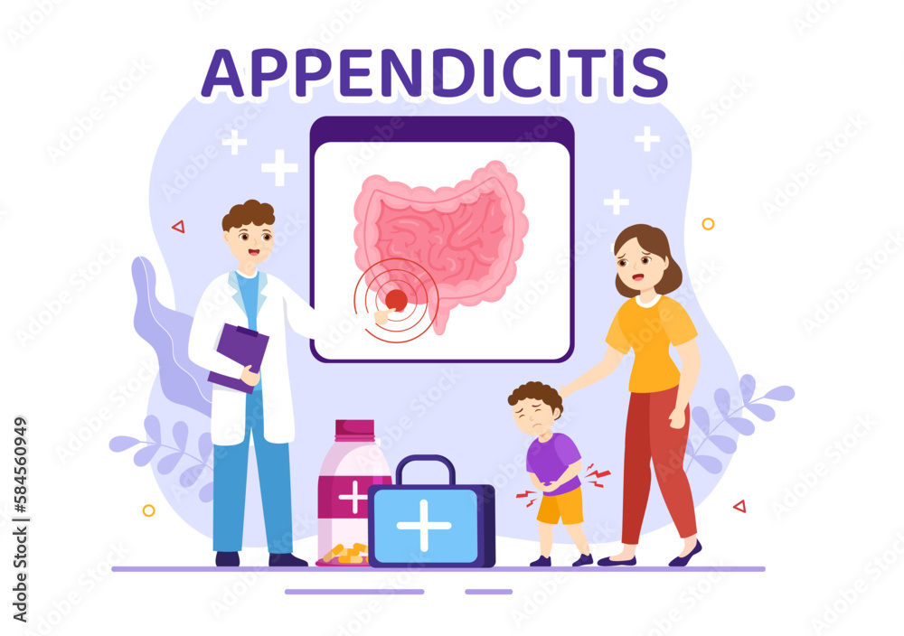 Vetor de Appendicitis Illustration with Kids Inflammation of the ...