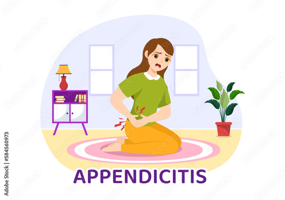 Fotografie, Obraz Appendicitis Illustration with Inflammation of the ...