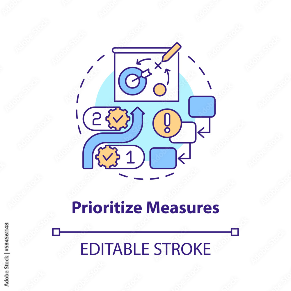 Prioritize measures concept icon. Define goals and strategy. Disruption ...