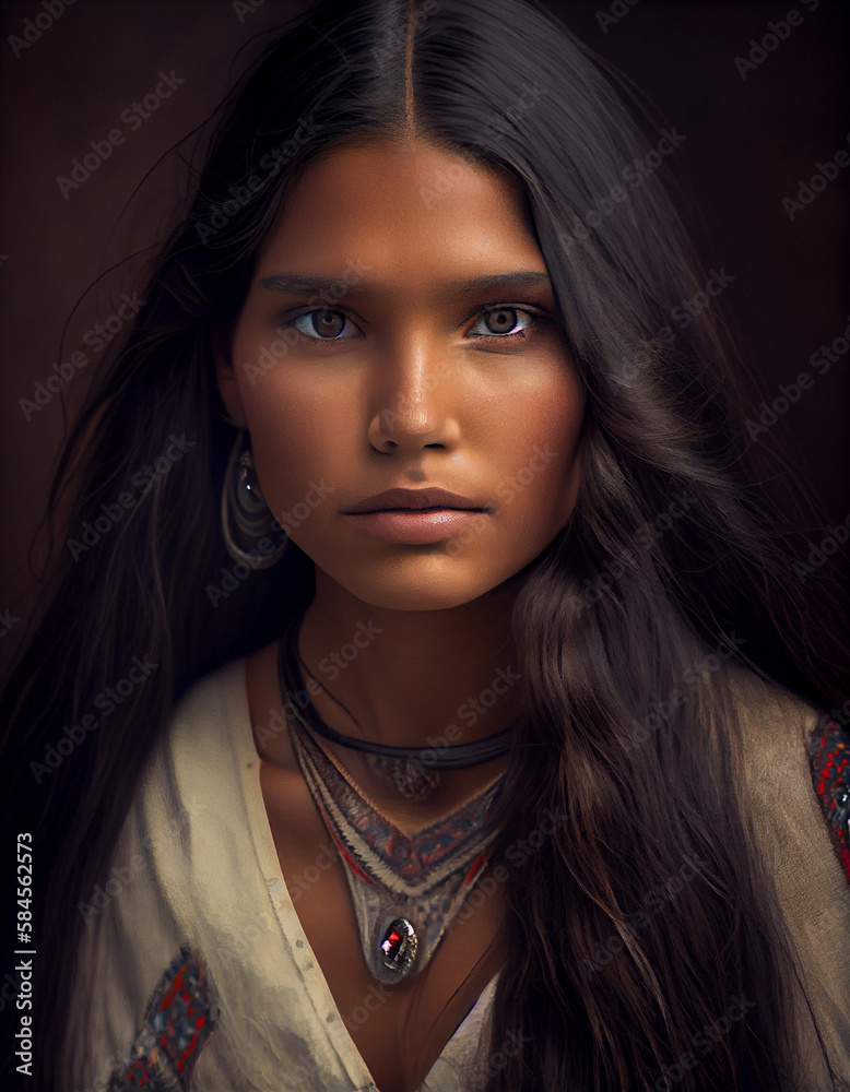 Beautiful native American woman, created with generative AI Stock ...