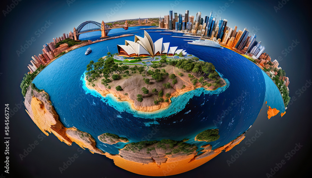 Cross section of planet Earth with Sydney landmarks - Generative AI ...