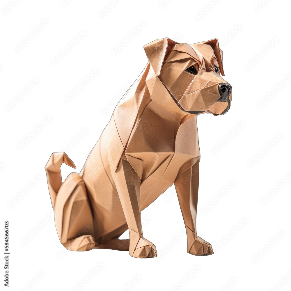dog origami paper, transparent background png Stock Illustration ...