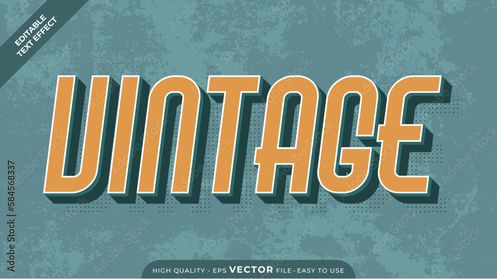 Editable text effect - Vintage text effect style Stock Vector | Adobe Stock
