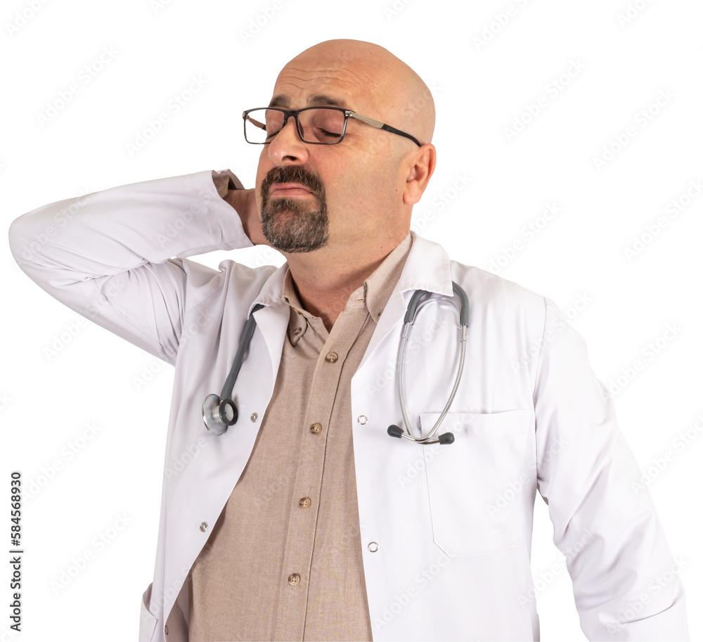 transparent png portrait of professional doctor suffering from neck ...