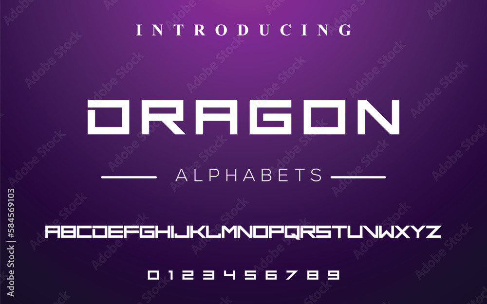DRAGON original tech and modern font design. creative typeface letter ...