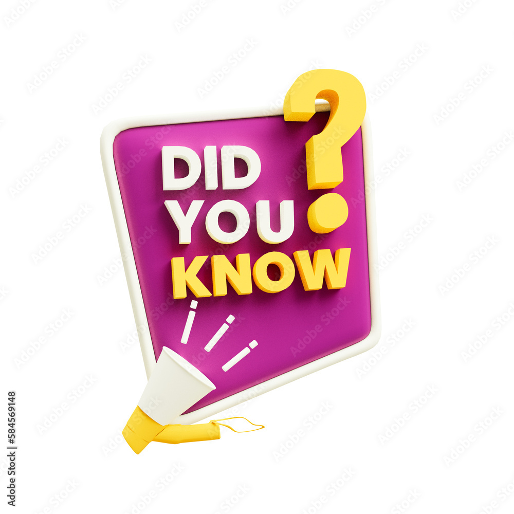 Did you know speech bubble icon 3d render cutout Stock Illustration ...