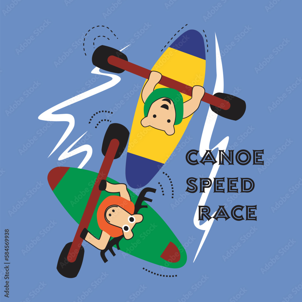 canoe speed race,design cartoon vector illustration Stock Vector ...
