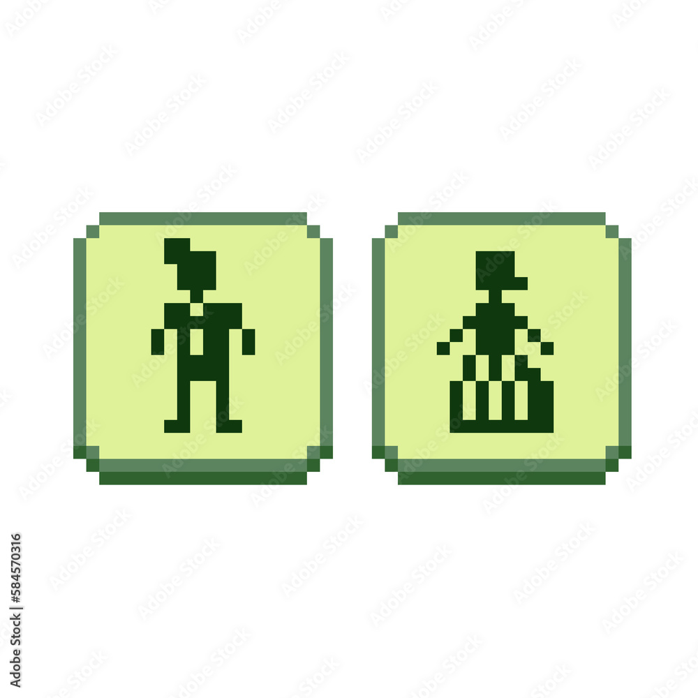 Pixel art toilet sign with monochrome color. Stock Illustration | Adobe ...