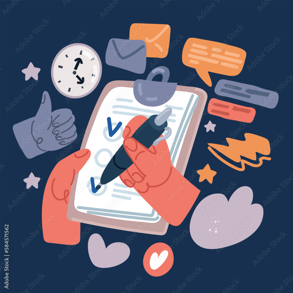 Cartoon vector illustration of man Man signs document stamped handle ...