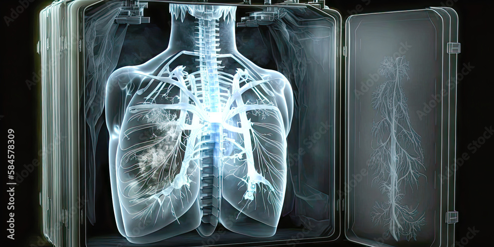 X-ray of chest: An image of the chest area showing the heart and lungs ...