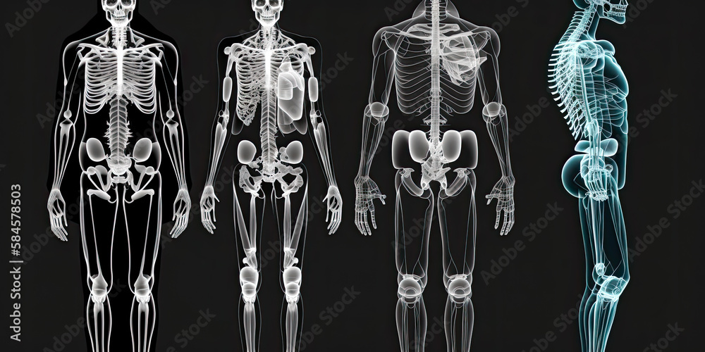 X-ray of human body: An image of the human body, including bones and ...