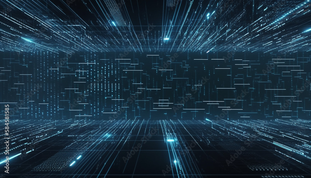 Digital binary code matrix background, scientific technology data ...