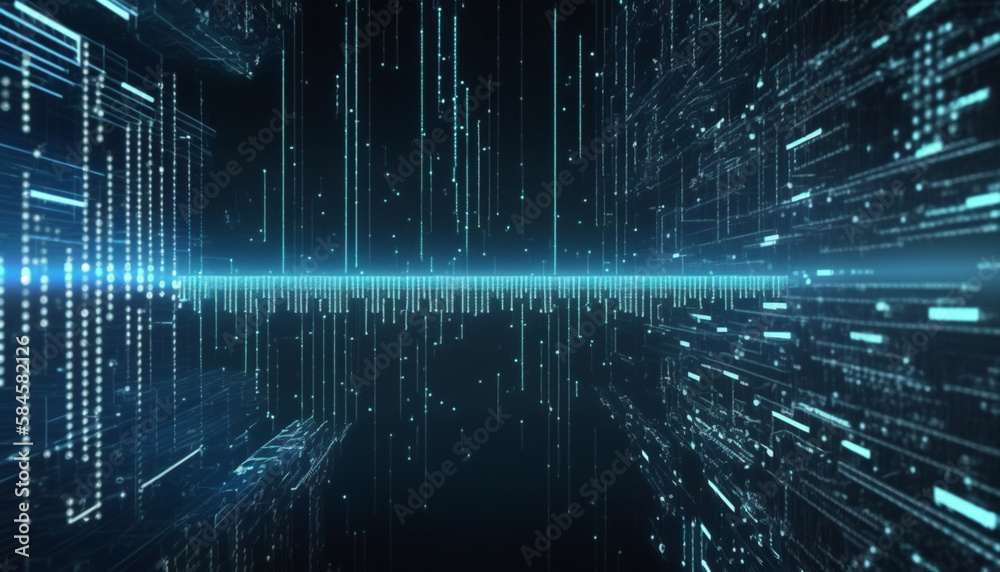 Digital binary code matrix background, scientific technology data binary code network conveying ...