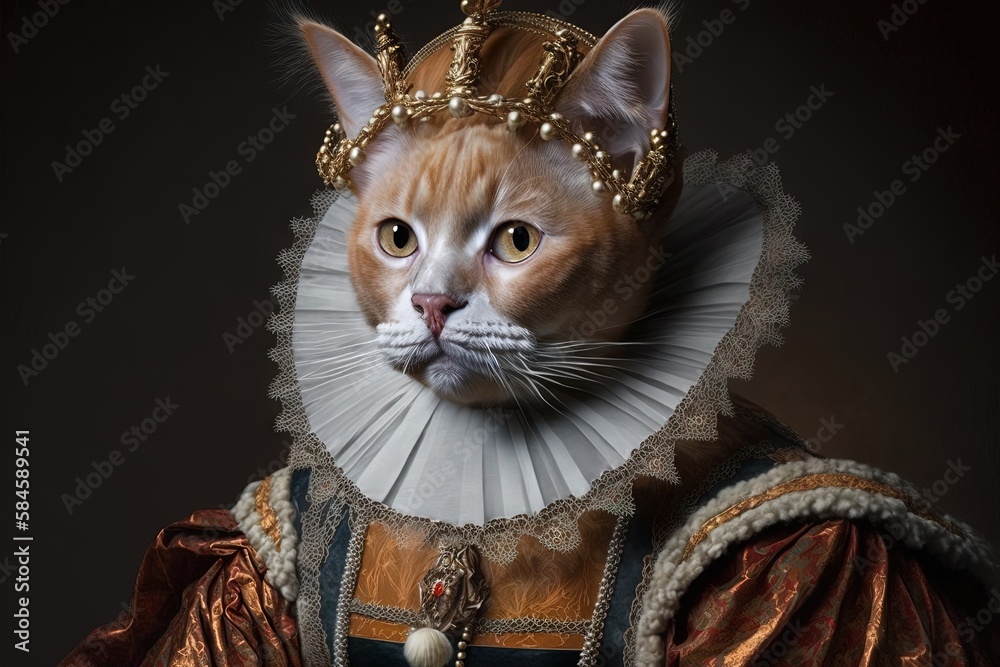 Cat as Queen Elizabeth I famous historical character portrait ...