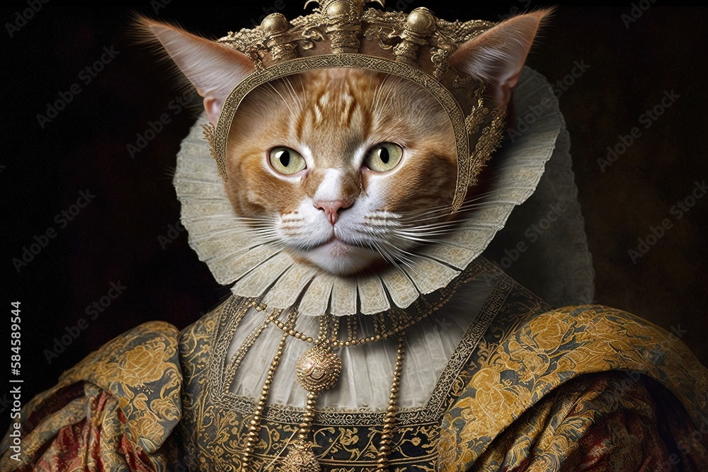 Cat as Queen Elizabeth I famous historical character portrait ...
