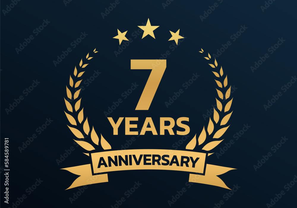 Vetor de 7 year anniversary laurel wreath logo or icon. Jubilee ...