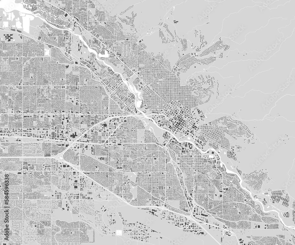Map of Boise city, Idaho. Urban black and white poster. Road map with ...