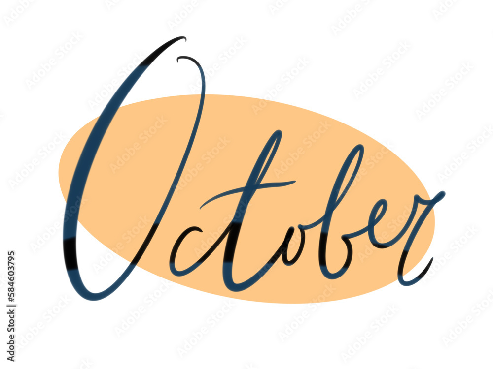 simple design element lettering handwritten autumn months october on a ...