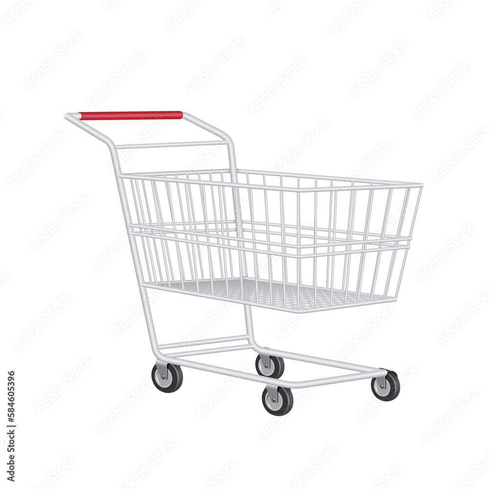 empty shopping cart side view for designing various shopping promotions ...