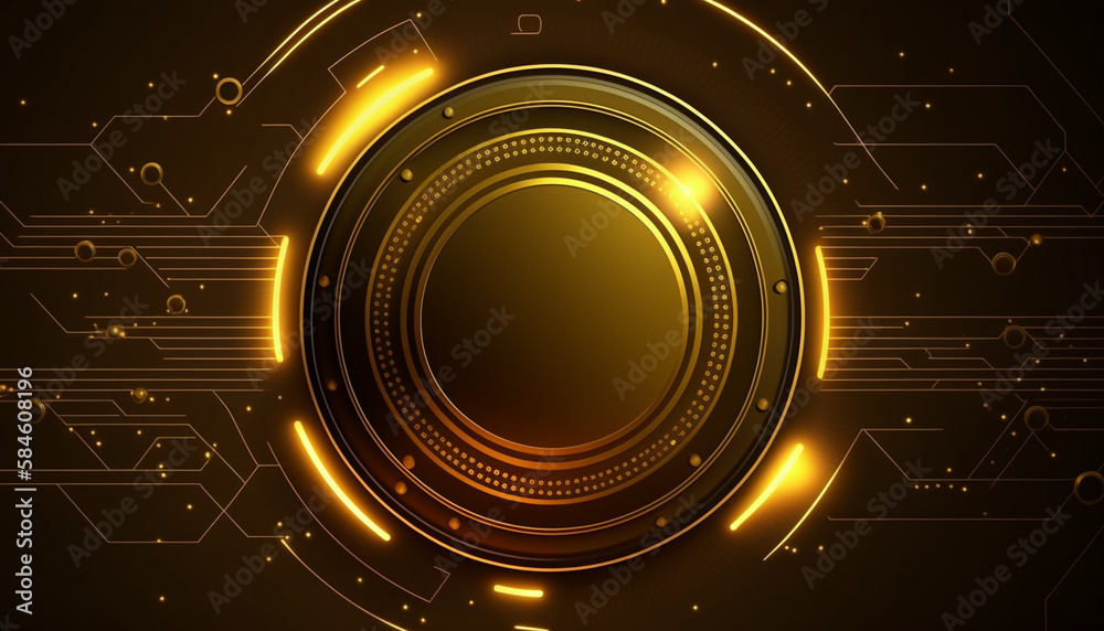 Digital circle circuit gold background futuristic technology Stock ...