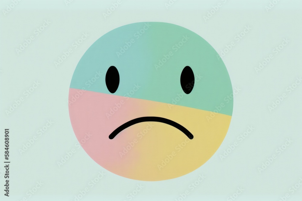 Generative AI illustration of minimalist emoji icon with sad emotion ...