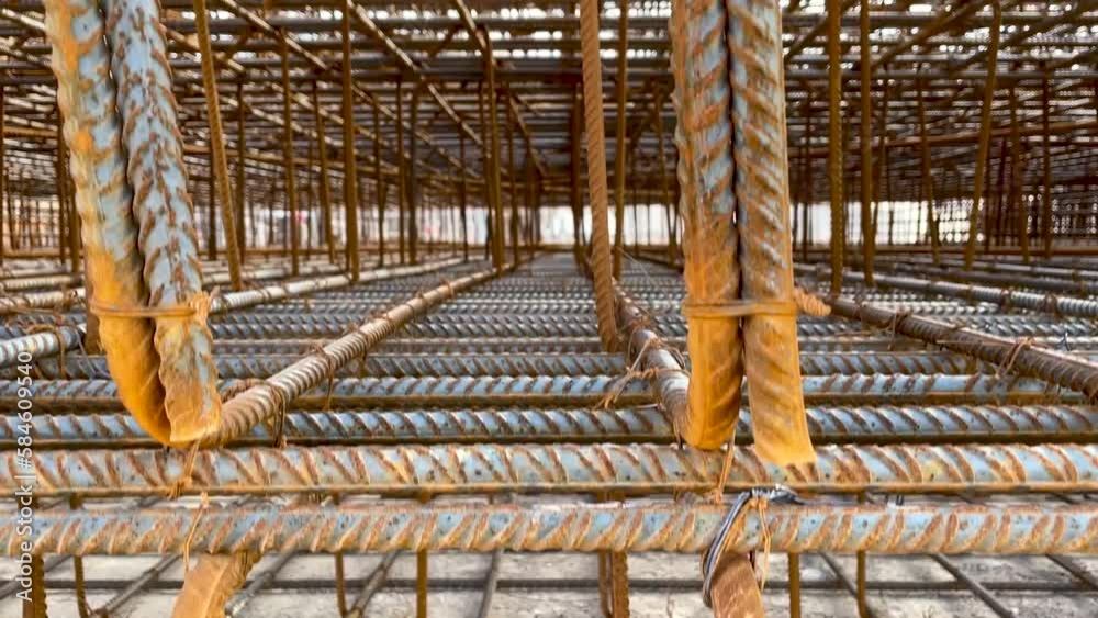 Industrial background. Rebar texture. Rusty rebar for concrete pouring ...