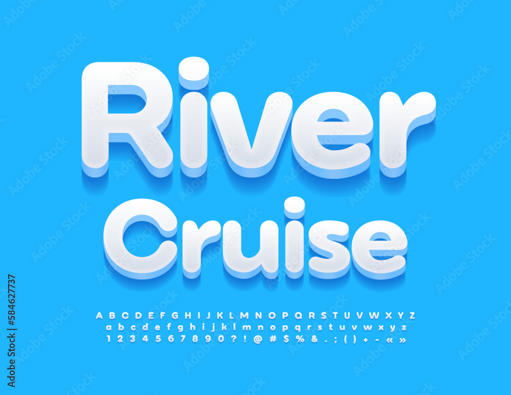 Vector advertising poster River Cruise with creative 3D Font. Modern ...