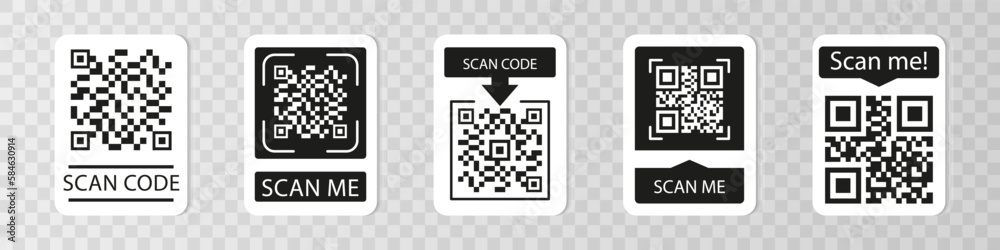 Scan qr code frame with shadow on a transparent background Stock Vector ...