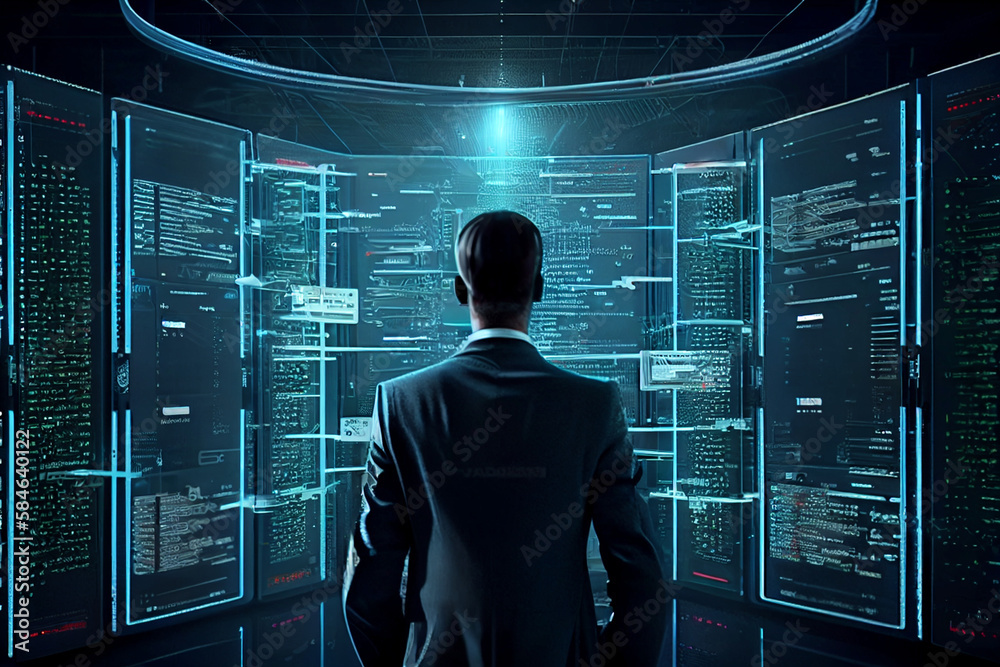 Shot of Corridor in Working Data Center Full of Rack Servers and ...