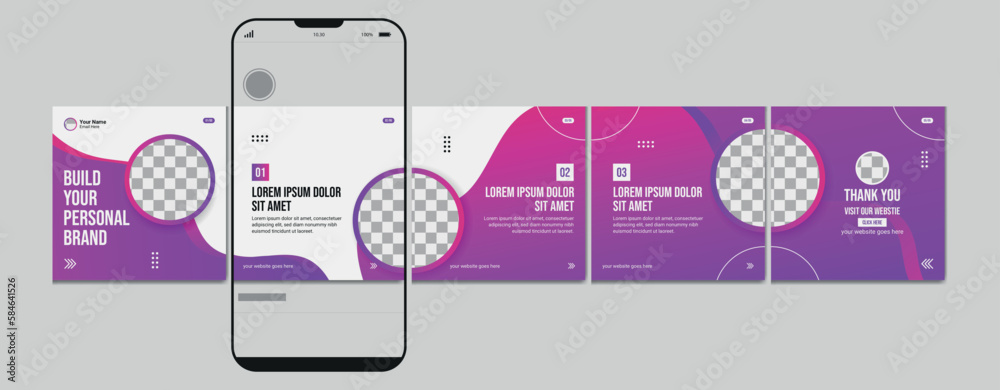 Set Of Instagram Carousel Post Template, Editable Instagram carousel ...