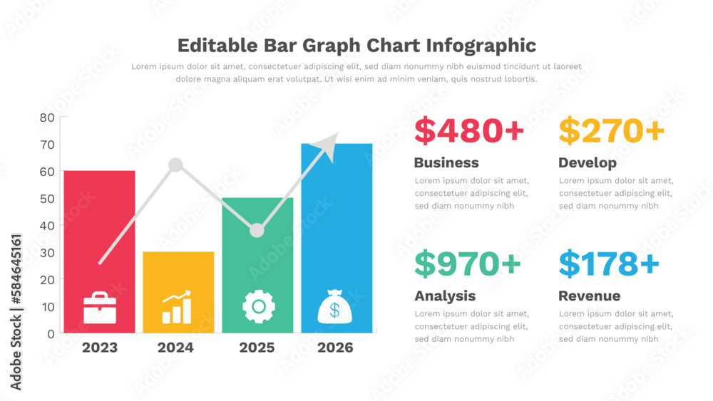 Bar chart Infographic presentation template Fully editable Stock Vector ...