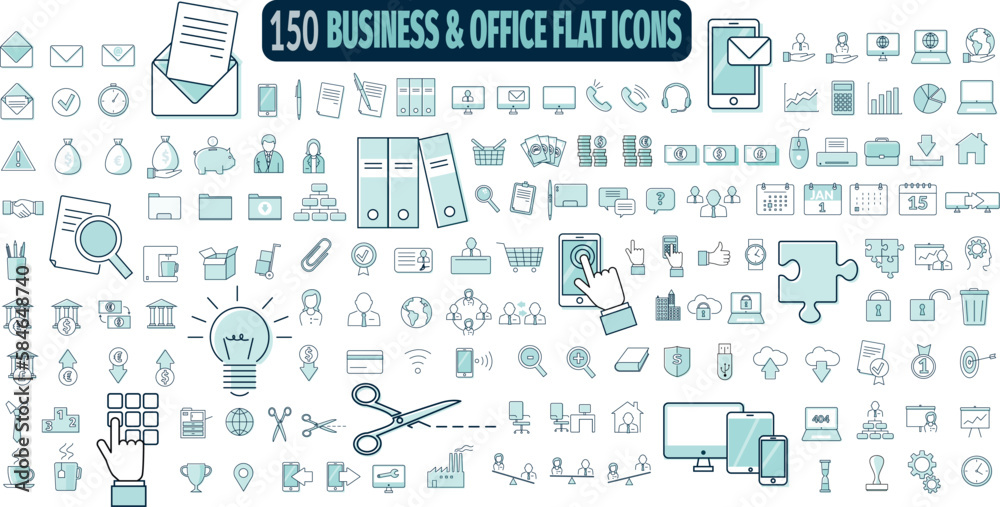 collection de 150 icônes et pictogrammes vectoriels modernes illustrant ...