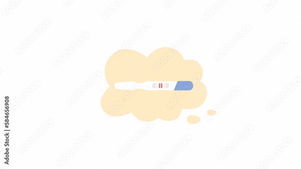 Animated home pregnancy test. Thinking about being pregnant. Flat ...