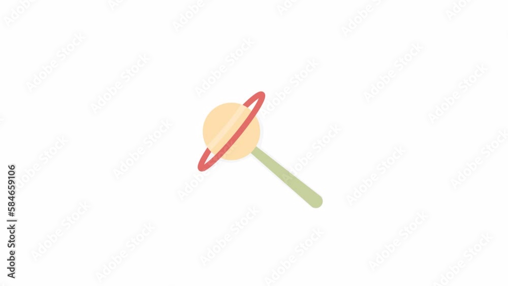 Animated rattle toy for newborn baby. Playing game with infant. Flat ...