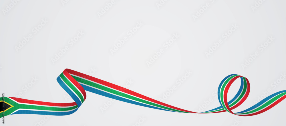 South african flag ribbon. Curly ribbon on white background. Vector ...