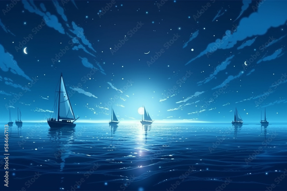 A modern sailing yacht floats on the waves against the background of a ...