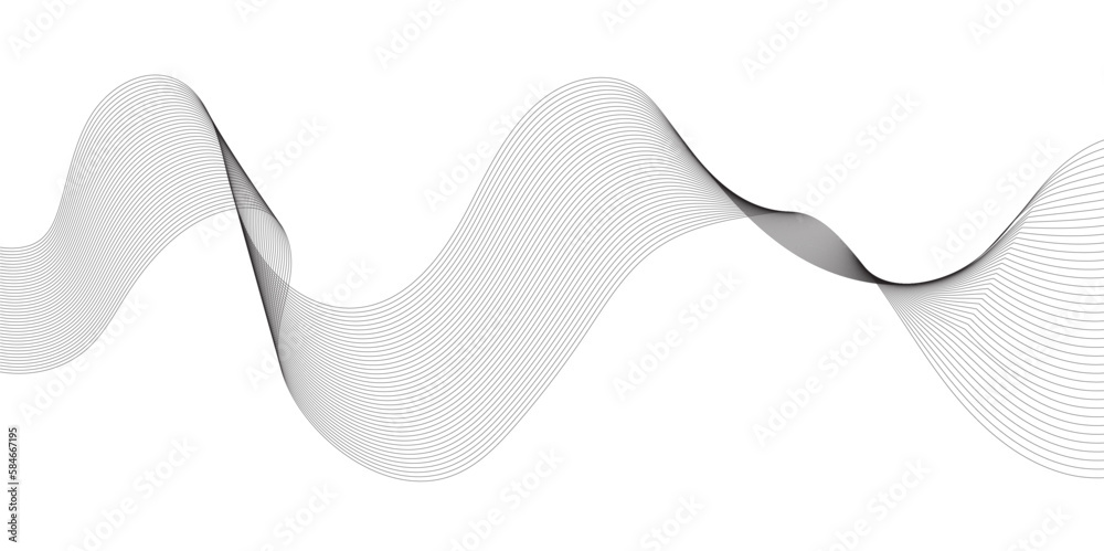 Abstract grey wave lines on transparent background. Digital frequency ...