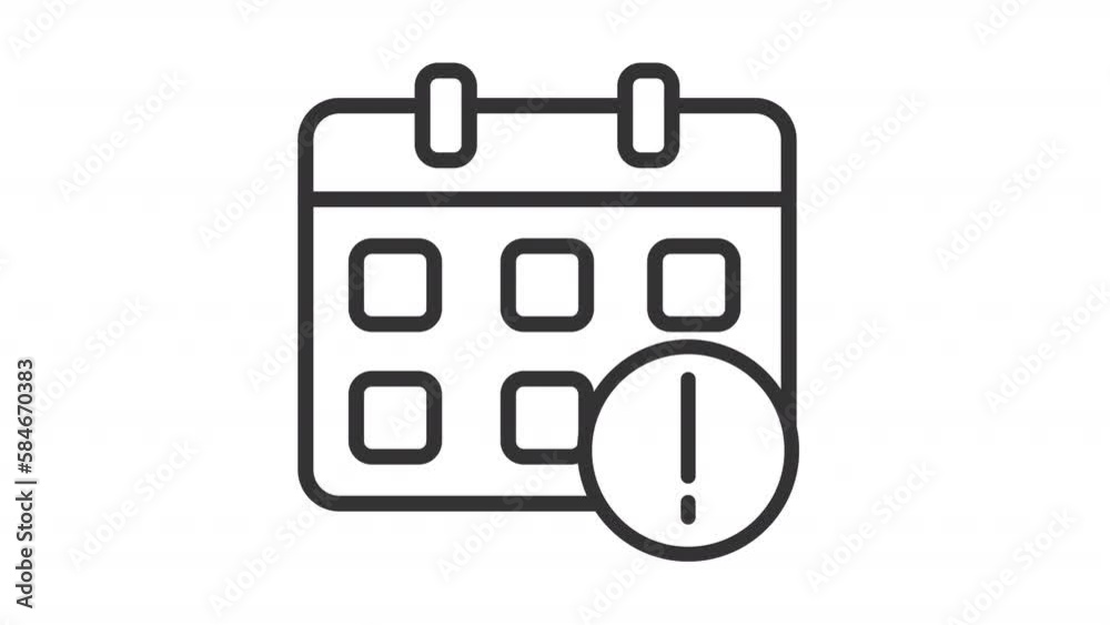 Animated attention linear icon. Important date in calendar. Schedule ...