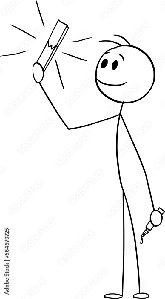 Person Repairing Something With Glue , Vector Cartoon Stick Figure ...