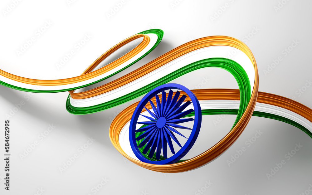 3d Flag Of India Country, 3d Waving Indian Ribbon Flag On White ...