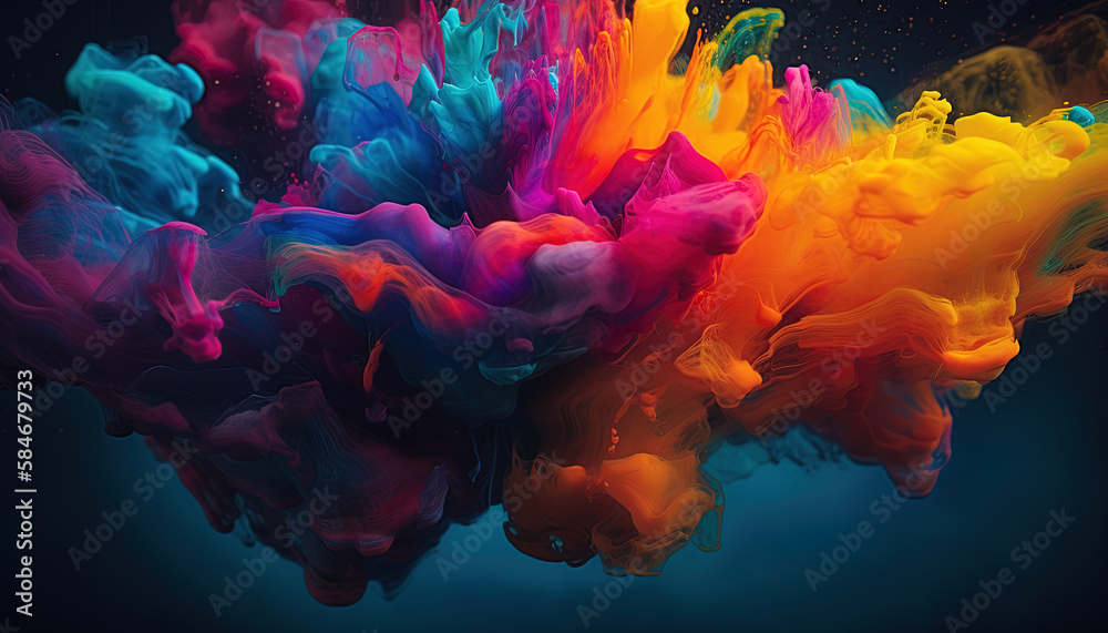 Chromatic Eruption: A burst of colors in a 3D composition ilustração do ...
